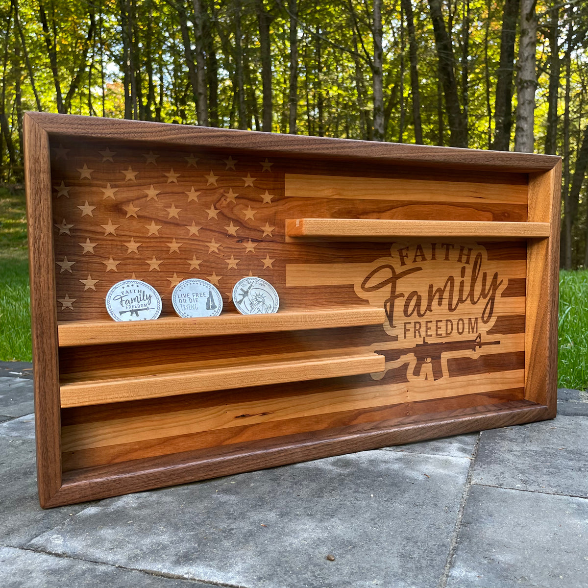 Wooden Challenge Coin Display – Kittery Ave Customs